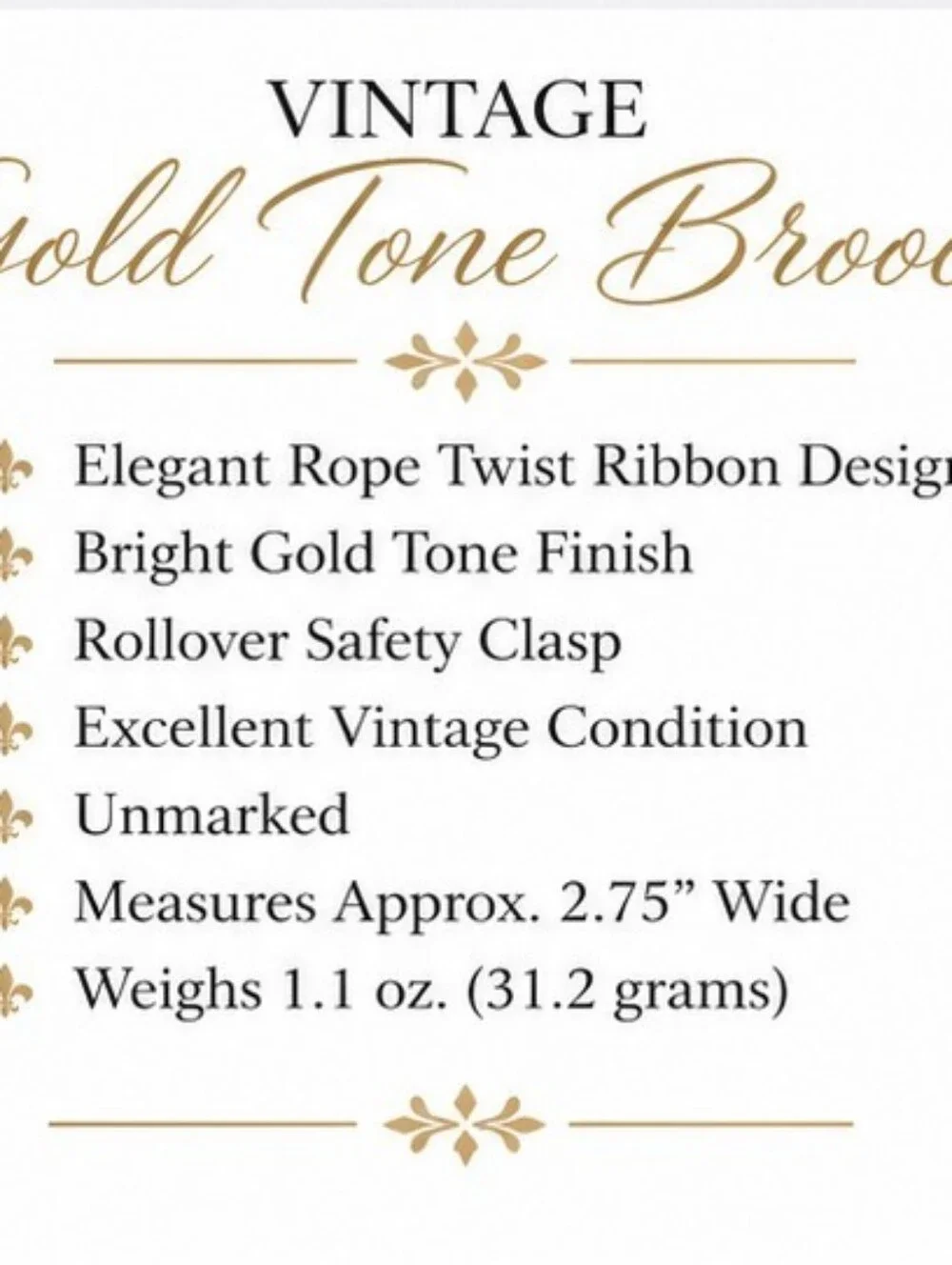 Jewelry | Vintage Gold Tone Ribbon Bow Brooch Pin Mid Century Rope ...